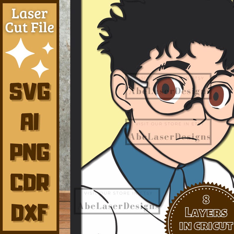 Anime Guy V41 Cartoon Layers SVG Laser Cut - Etsy