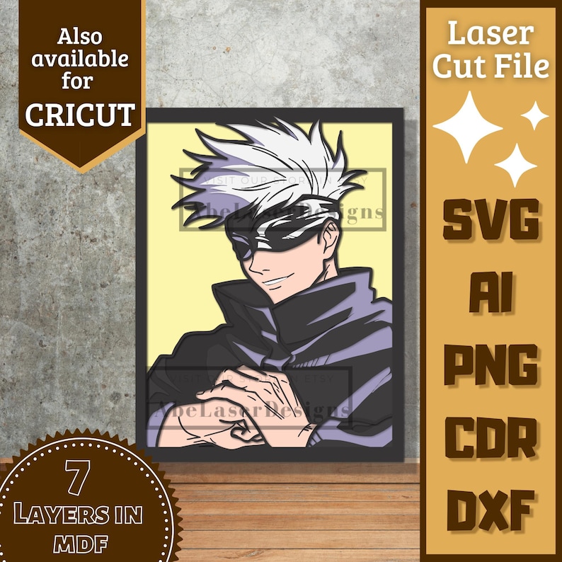 Anime Guy V37 Cartoon Layers SVG Laser Cut - Etsy