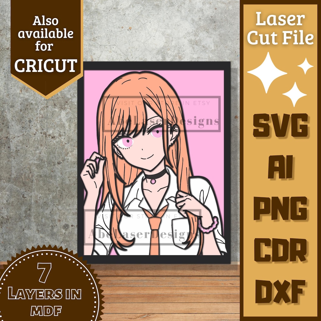 Anime Girl V25 Cartoon Layers SVG Laser Cut - Etsy