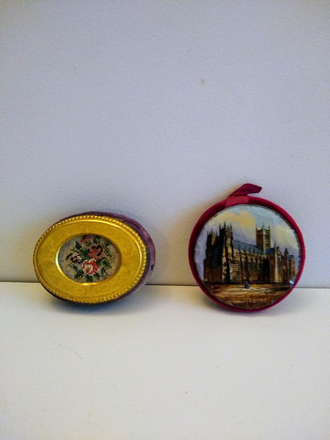 A Delightful French Petit Point Pincushion and Victorian Glass ...