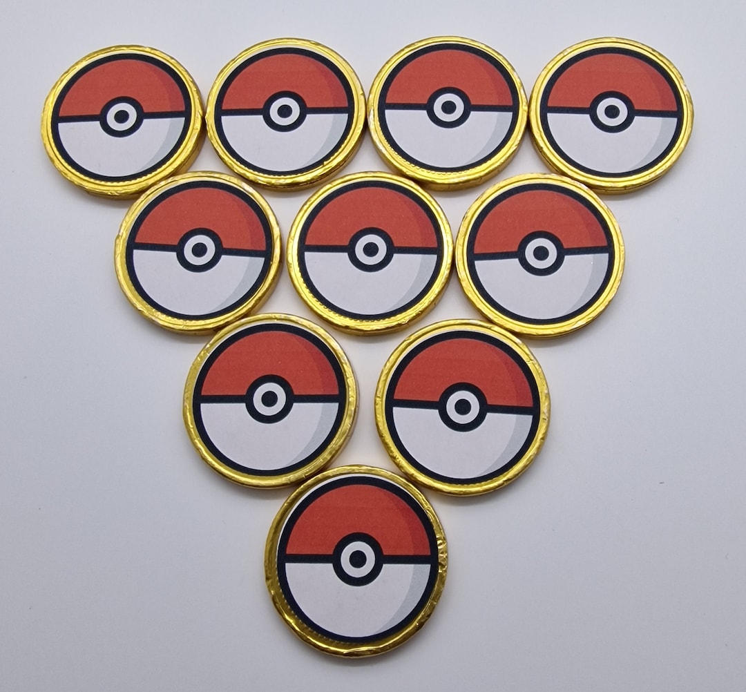 Pokemon Pokeball Style Gold Foil Chocolate Coins. Party Bag Fillers ...