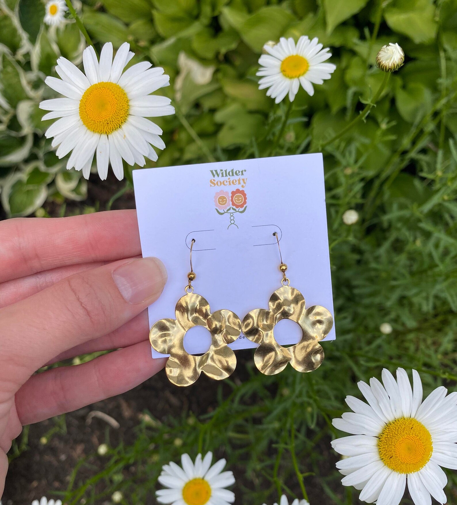 Groovy Flower 70s Brass Earrings, Retro Earrings, 60s Earrings, Dangle ...