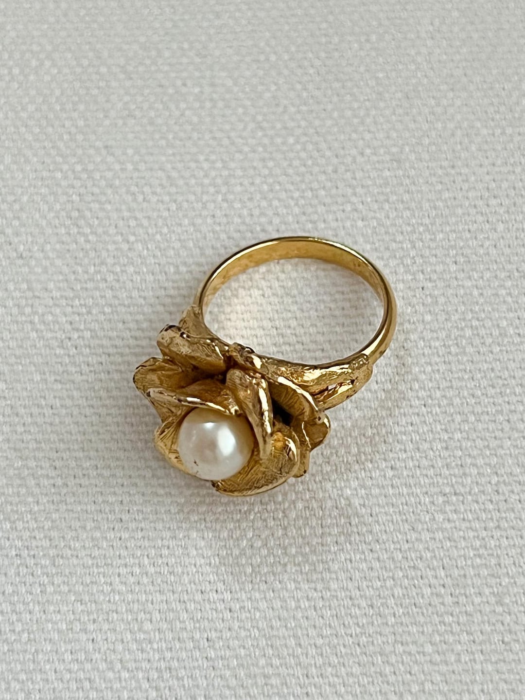 Pearl Rose Ring - Vintage Costume Jewelry - Etsy