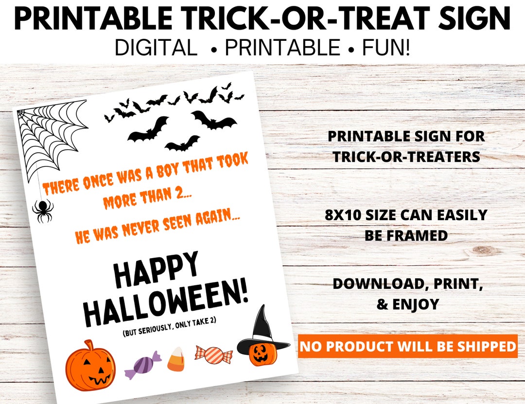 Fun Printable Trick or Treat Candy Bowl Sign Please Take One or Two ...