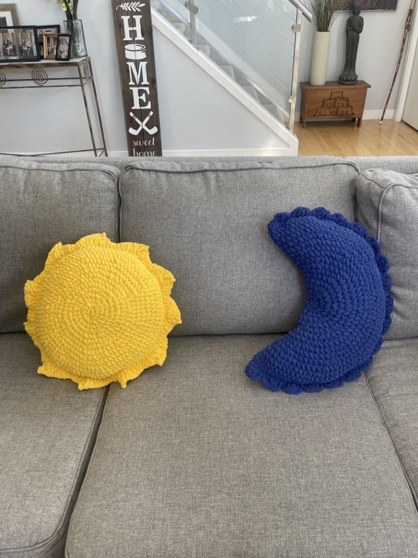 Crochet Sun and Moon Pillow PDF Pattern Tutorial for Beginners Easy ...