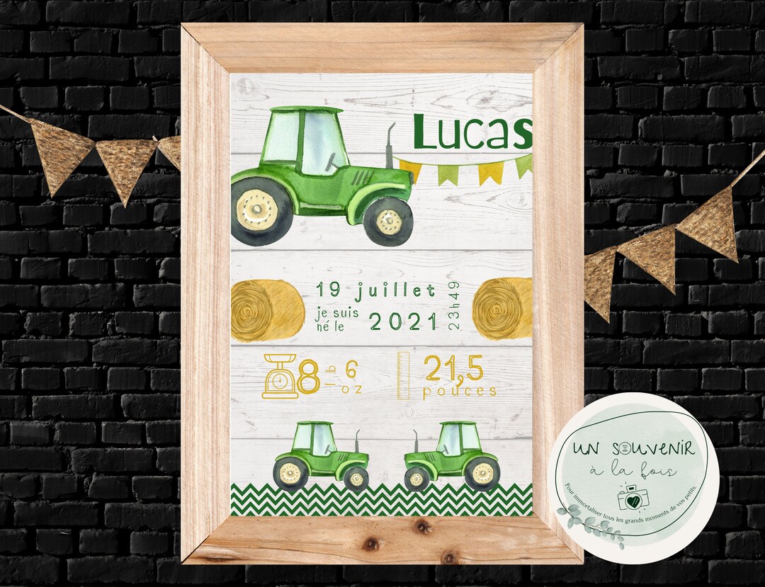 PERSONALIZED Birth Poster, TRACTOR, Tractor, Birth Gift, Poster, Poster ...