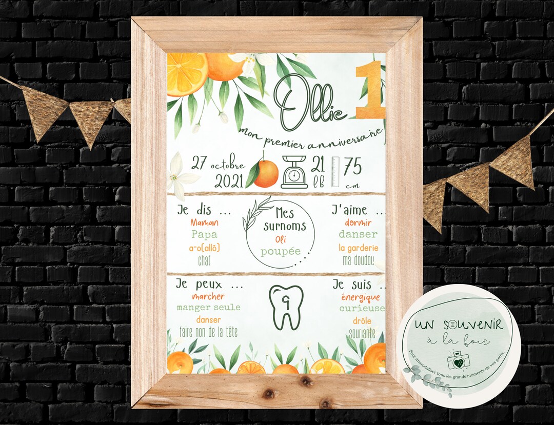 PERSONALIZED First Anniversary Poster ORANGE Eucalyptus 1 - Etsy
