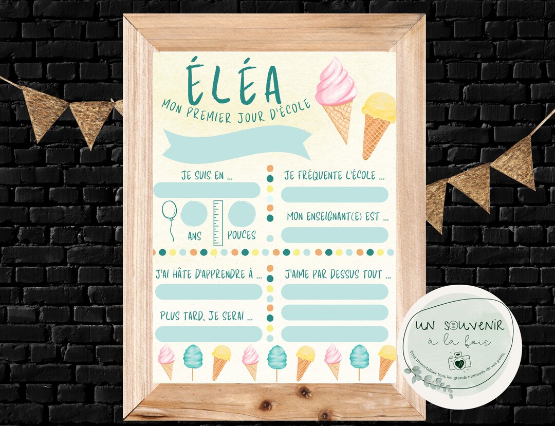 PERSONALIZED First Day School Poster, Back to School, Ice Cream, First ...