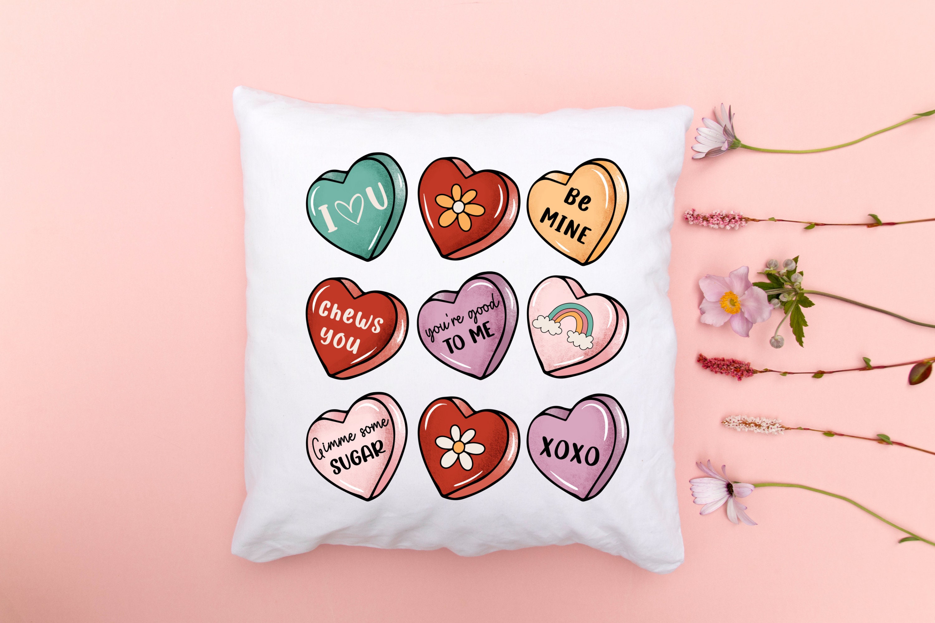 Candy Hearts valentine Candy Heartdoodle Hearts Retro - Etsy