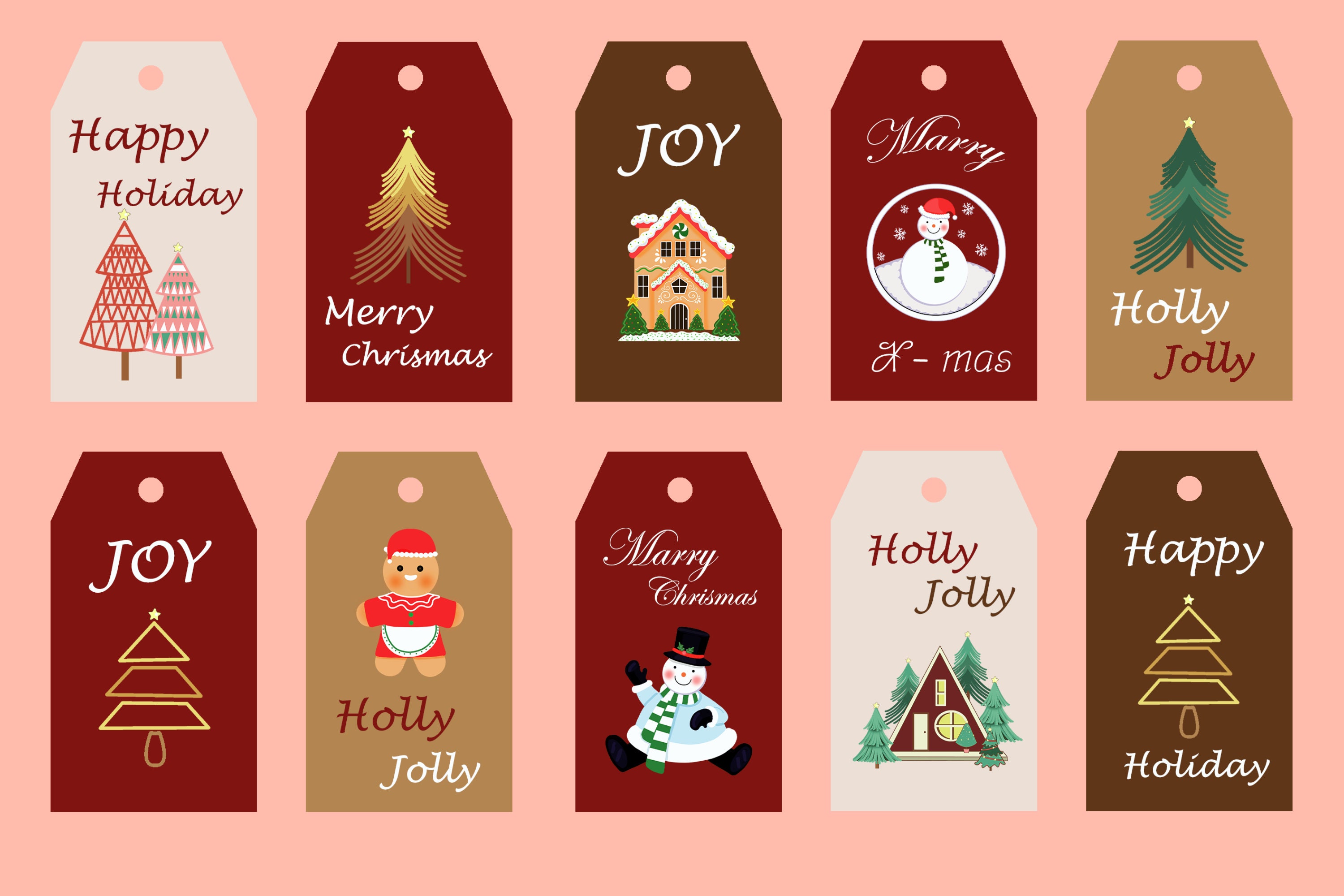 Printable Christmas Gift Tags, Gift Tags Set, Christmas Santa Tag,happy ...