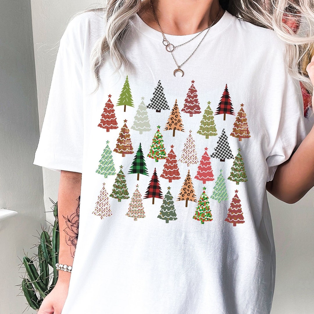 Christmas Tree Tshirt, Christmas Trees Patterns, Cute Holiday Shirt ...