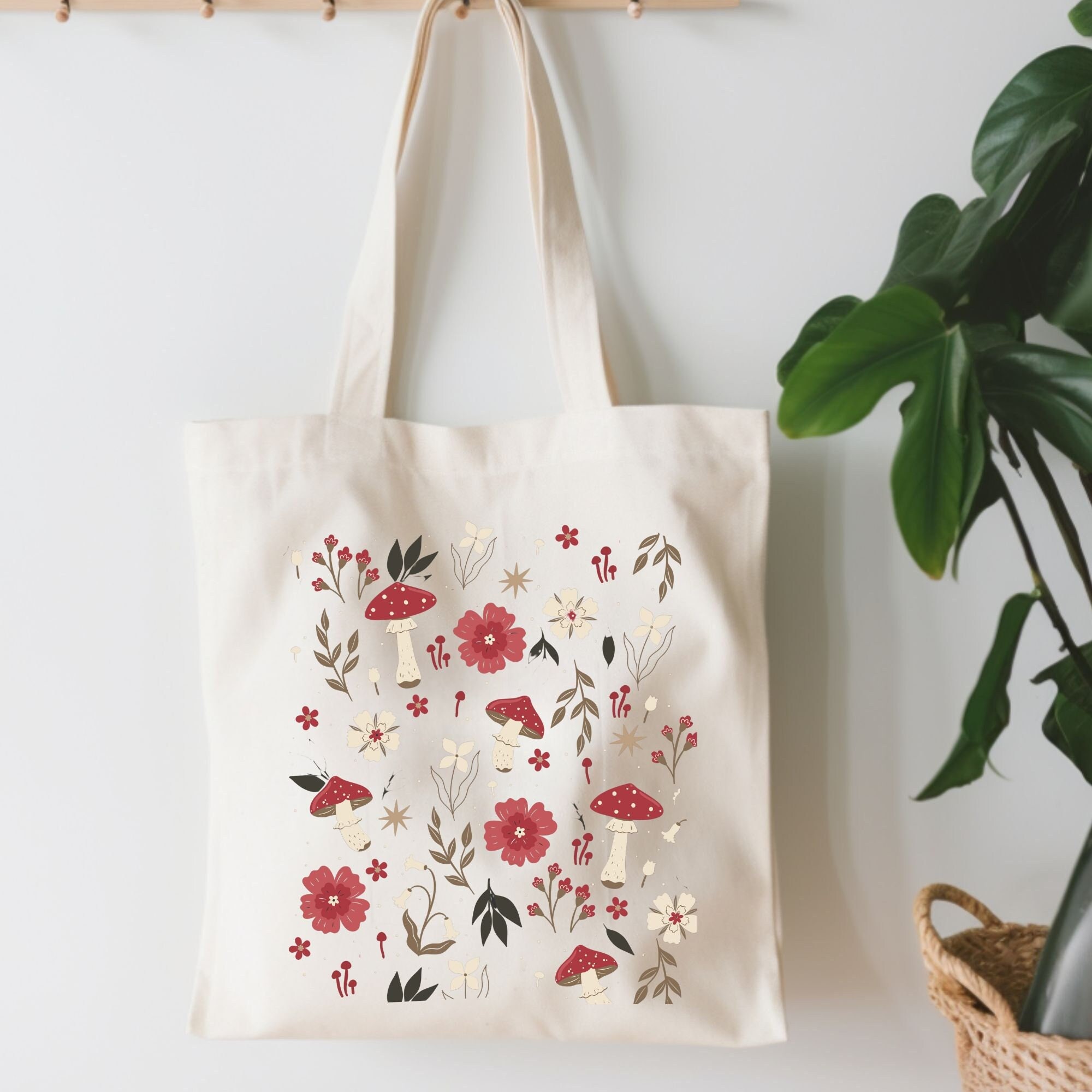Mushroom Tote Bag Cottagecore Tote Bag Mushroom Lovers Gift Aesthetic ...