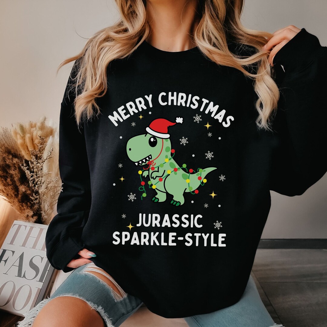 Dinosaur Christmas Sweater Dinosaur Sweatshirt Dino Sweater Christmas ...