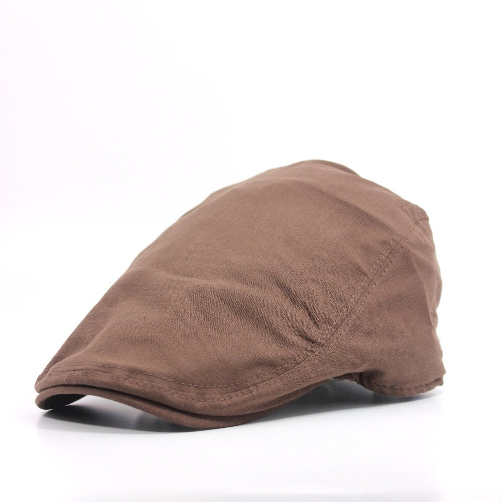 BROWN Linen Flat Cap Adjustable Linen Flat Cap Linen Summer Hat Summer ...