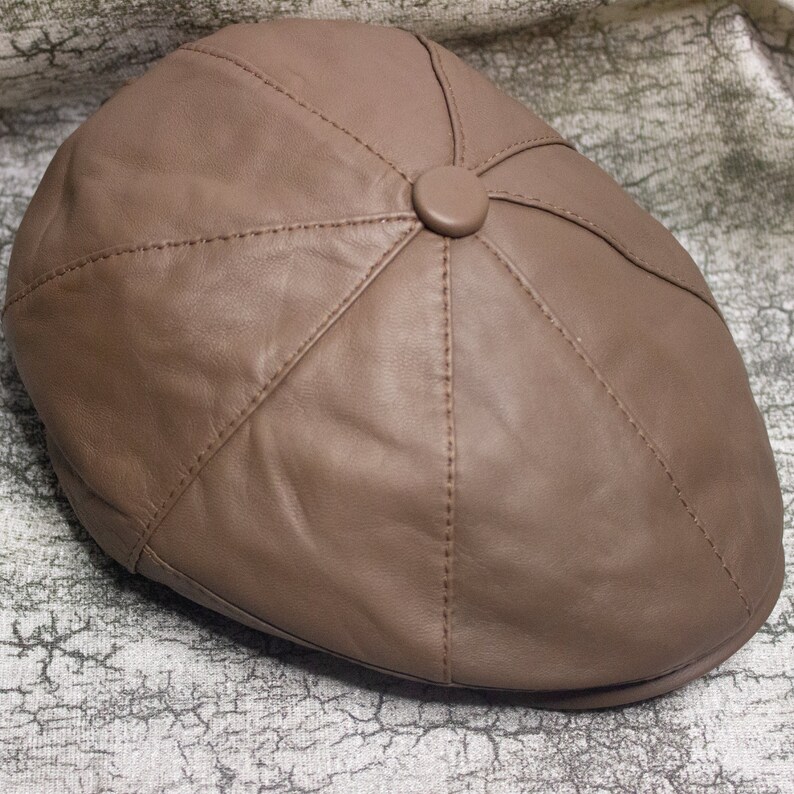 BROWN 8 Panels Leather Newsboy Cap Peaky Blinders Hat Baker Boy Leather ...