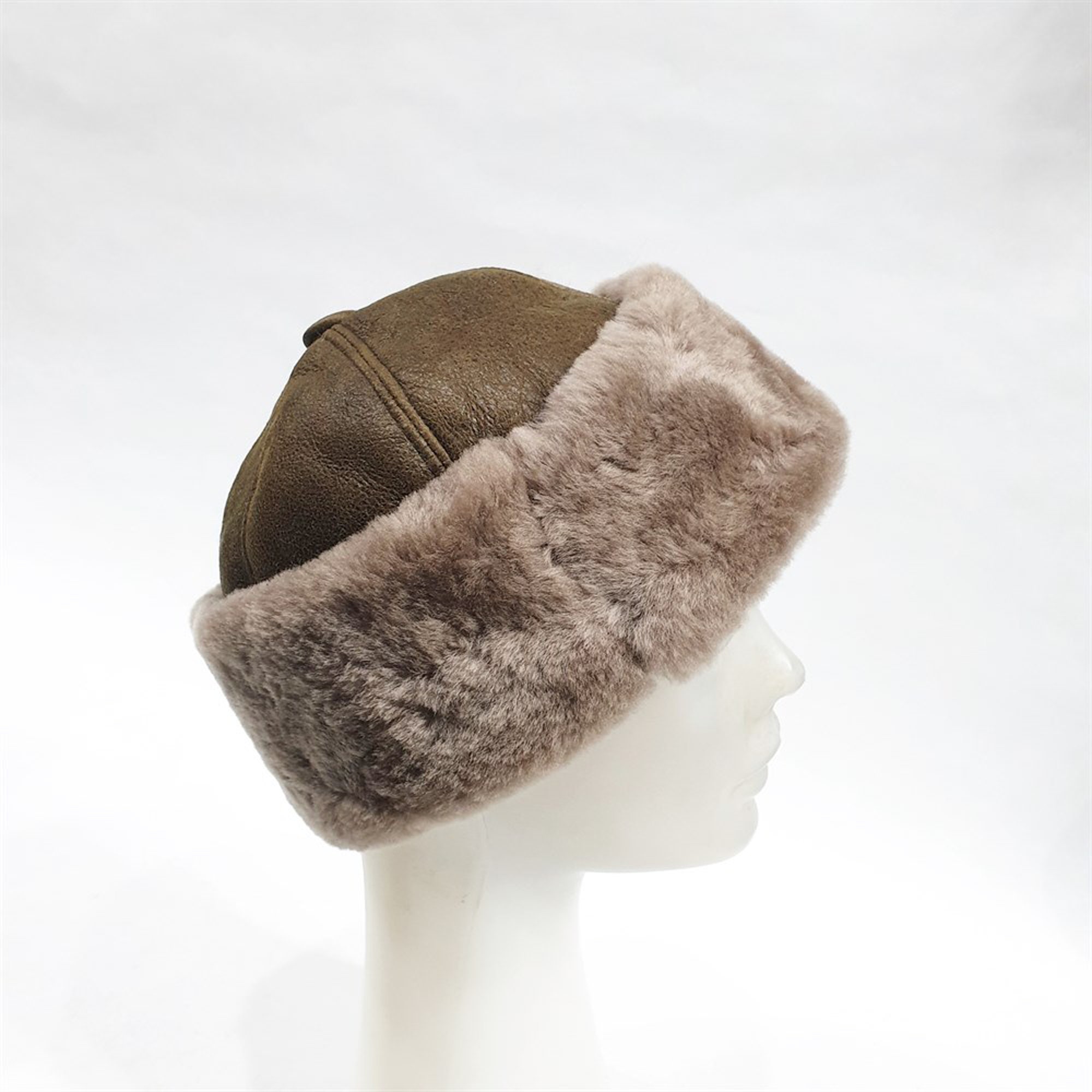 CAMEL Unisex Shearling Sheepskin Winter Fur Beanie Hat Hunter Hat ...