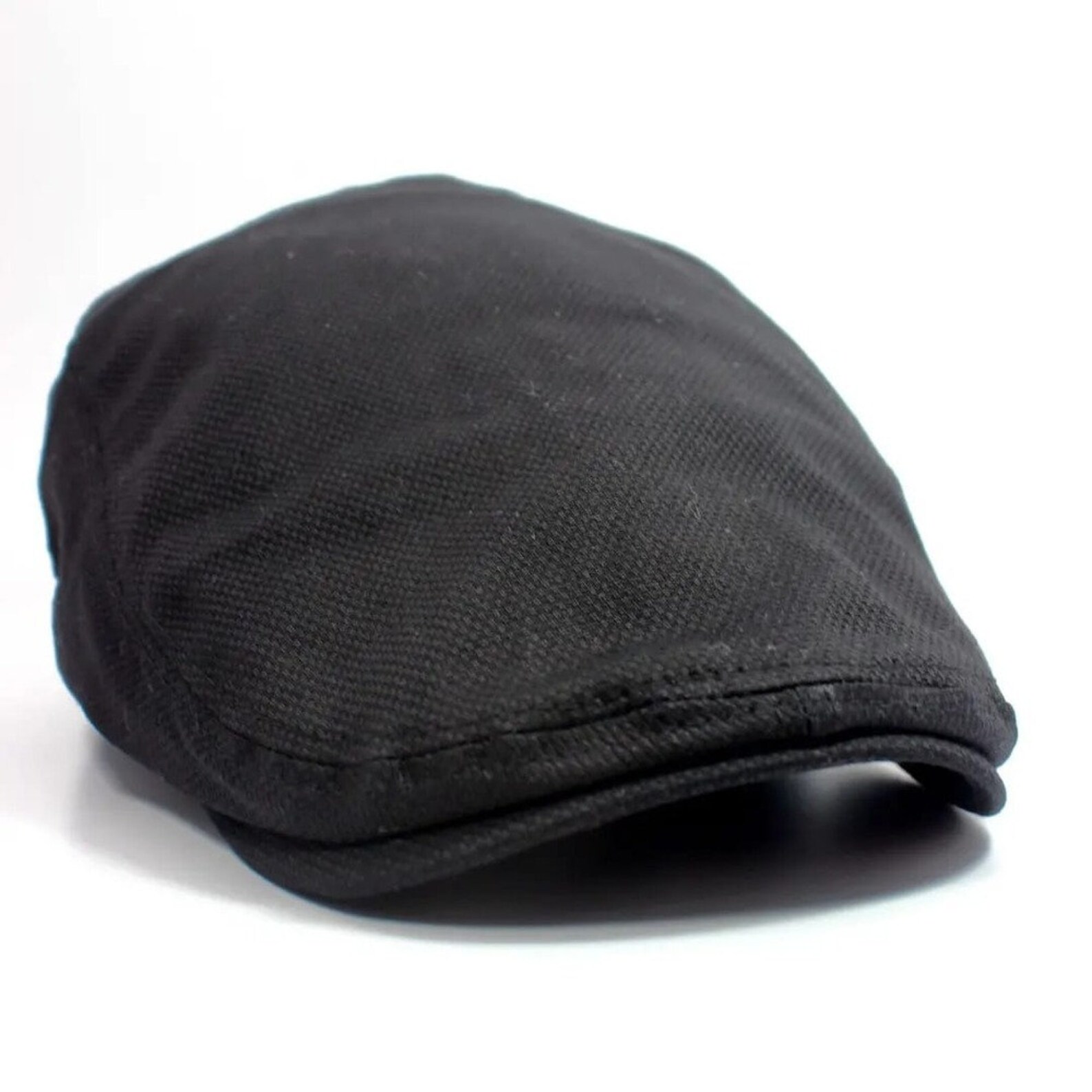 BLACK Linen Flat Cap Adjustable Linen Flat Cap Linen Summer Hat Black ...