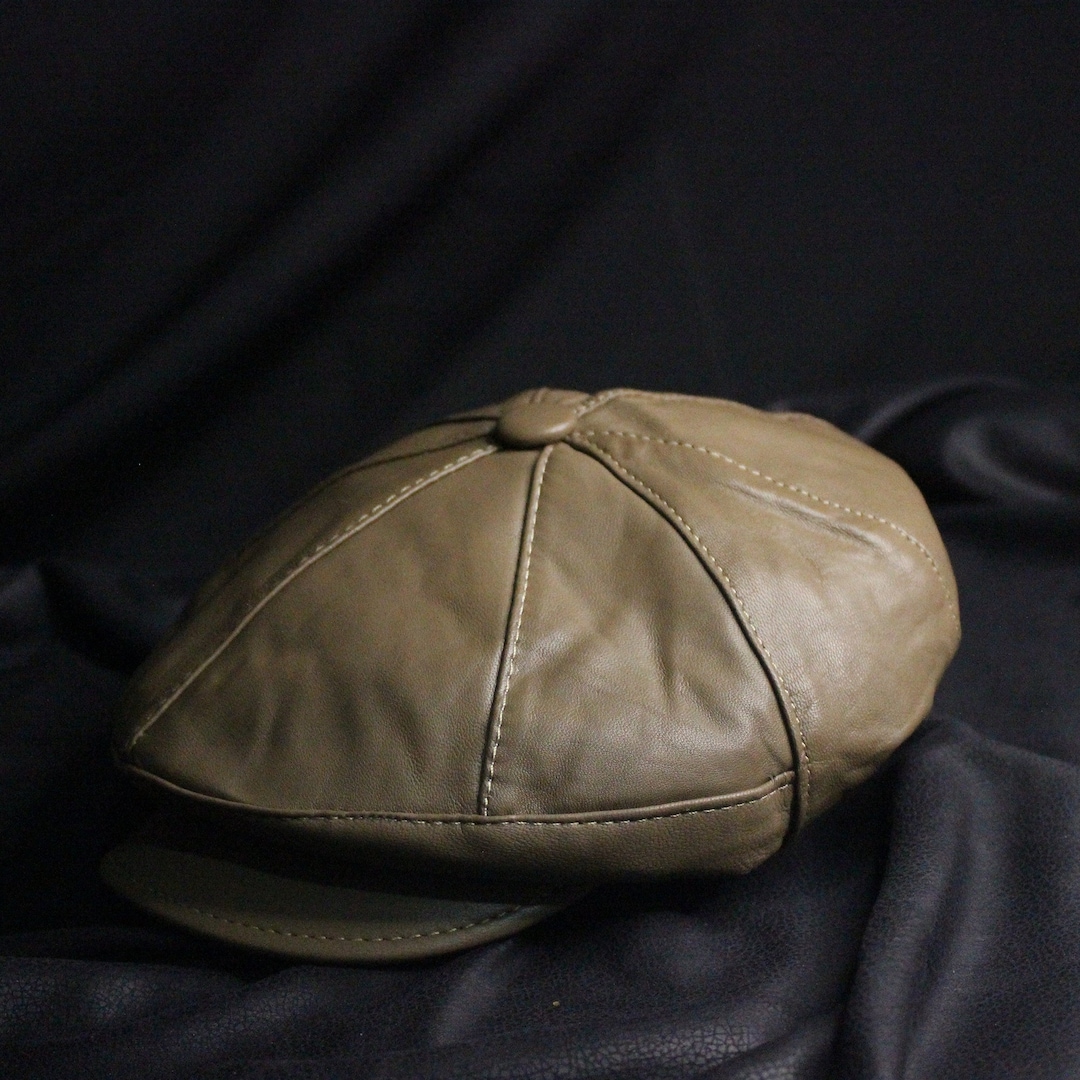 MILKY BROWN 8 Panels Leather Newsboy Cap Peaky Blinders Hat Baker Boy ...