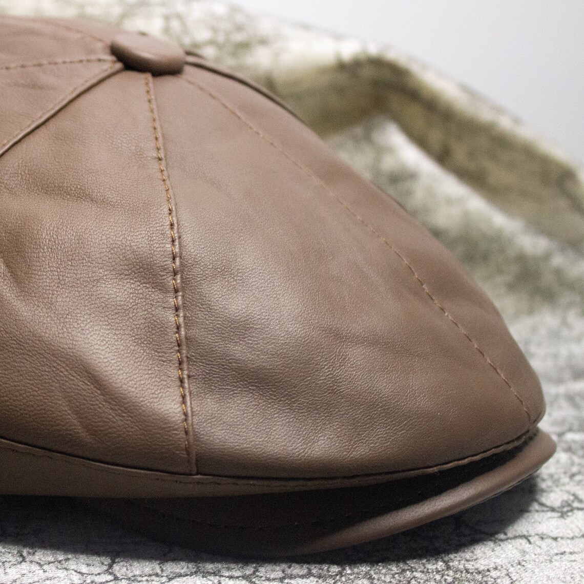 BROWN 8 Panels Leather Newsboy Cap Peaky Blinders Hat Baker Boy Leather ...