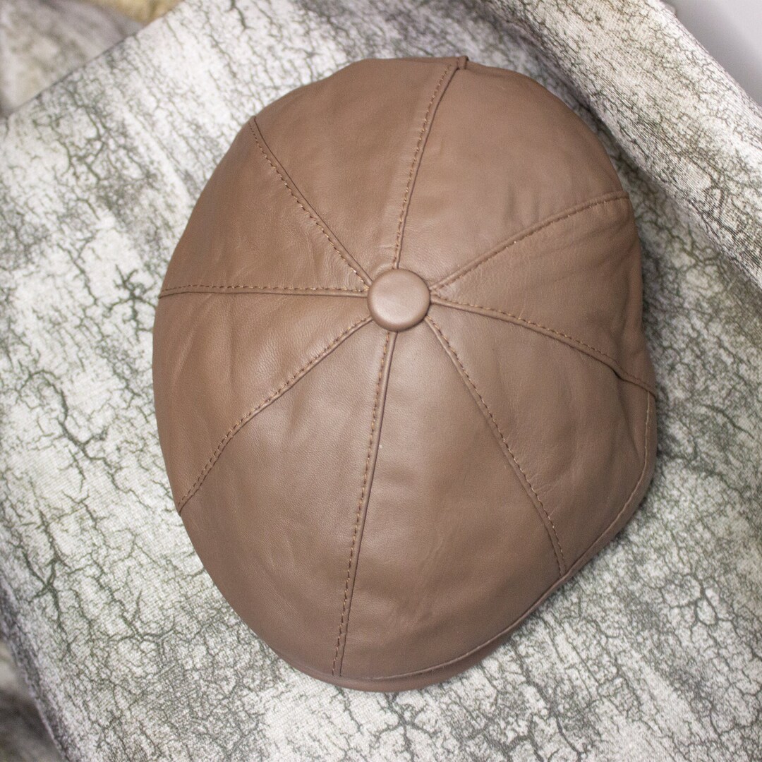BROWN 8 Panels Leather Newsboy Cap Peaky Blinders Hat Baker Boy Leather ...