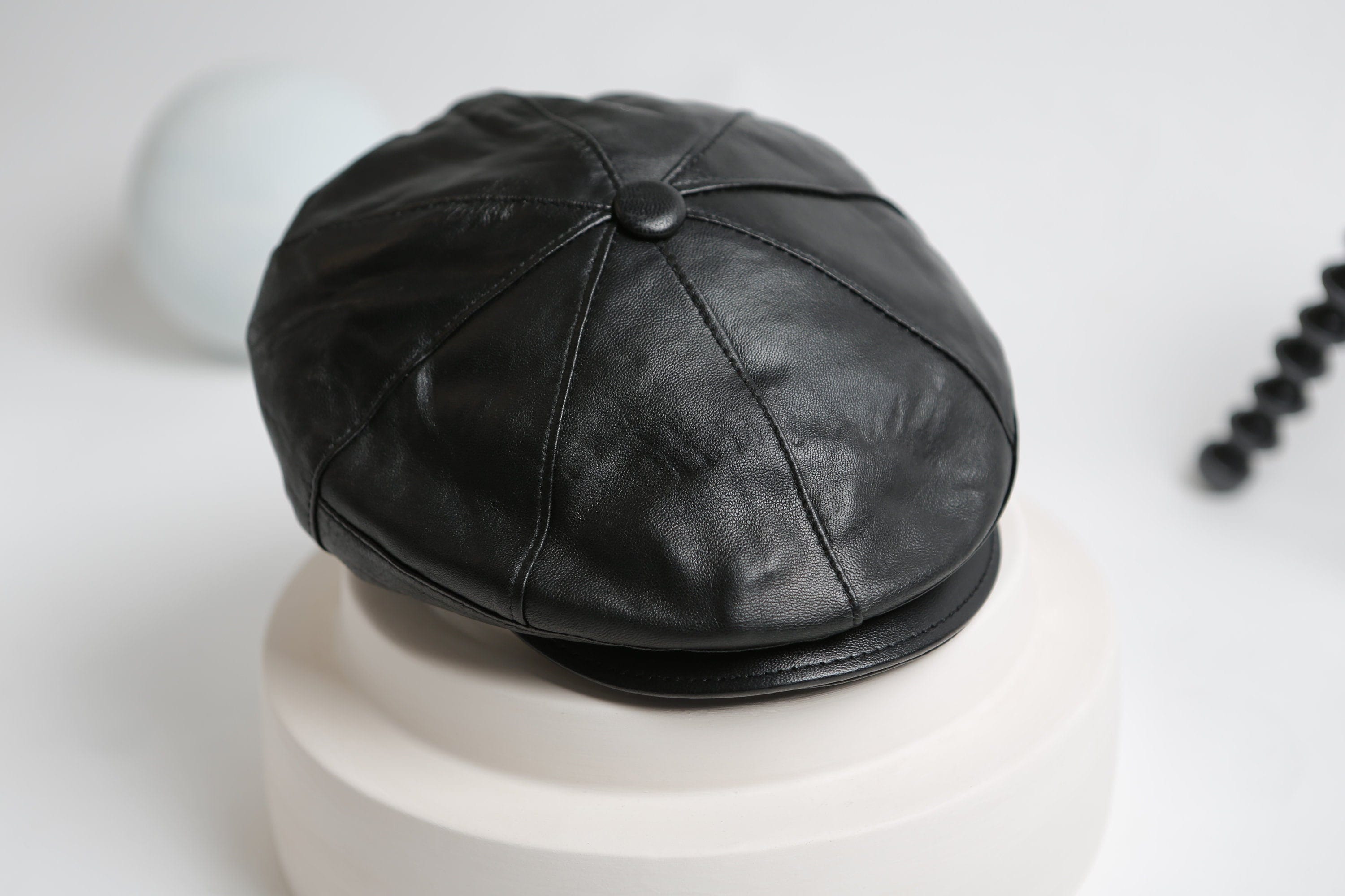 SALE Mens Newsboy Cap Leather Flat Ivy Cap Gatsby Driving Cap Fishing ...