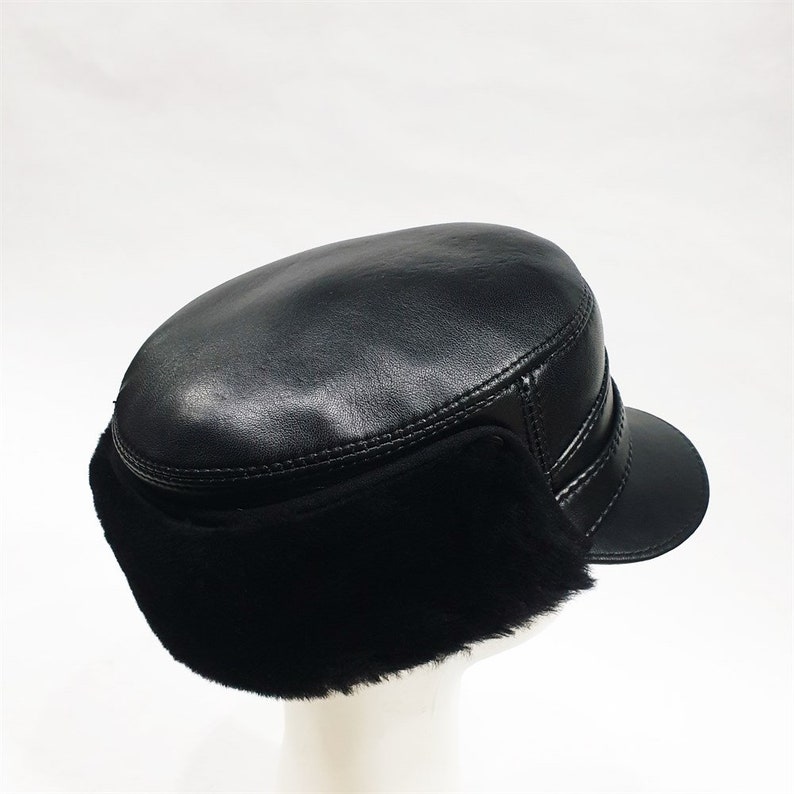 Leather Cap With Ear Flaps Genuine Leather Cap Baseball Cap - Etsy
