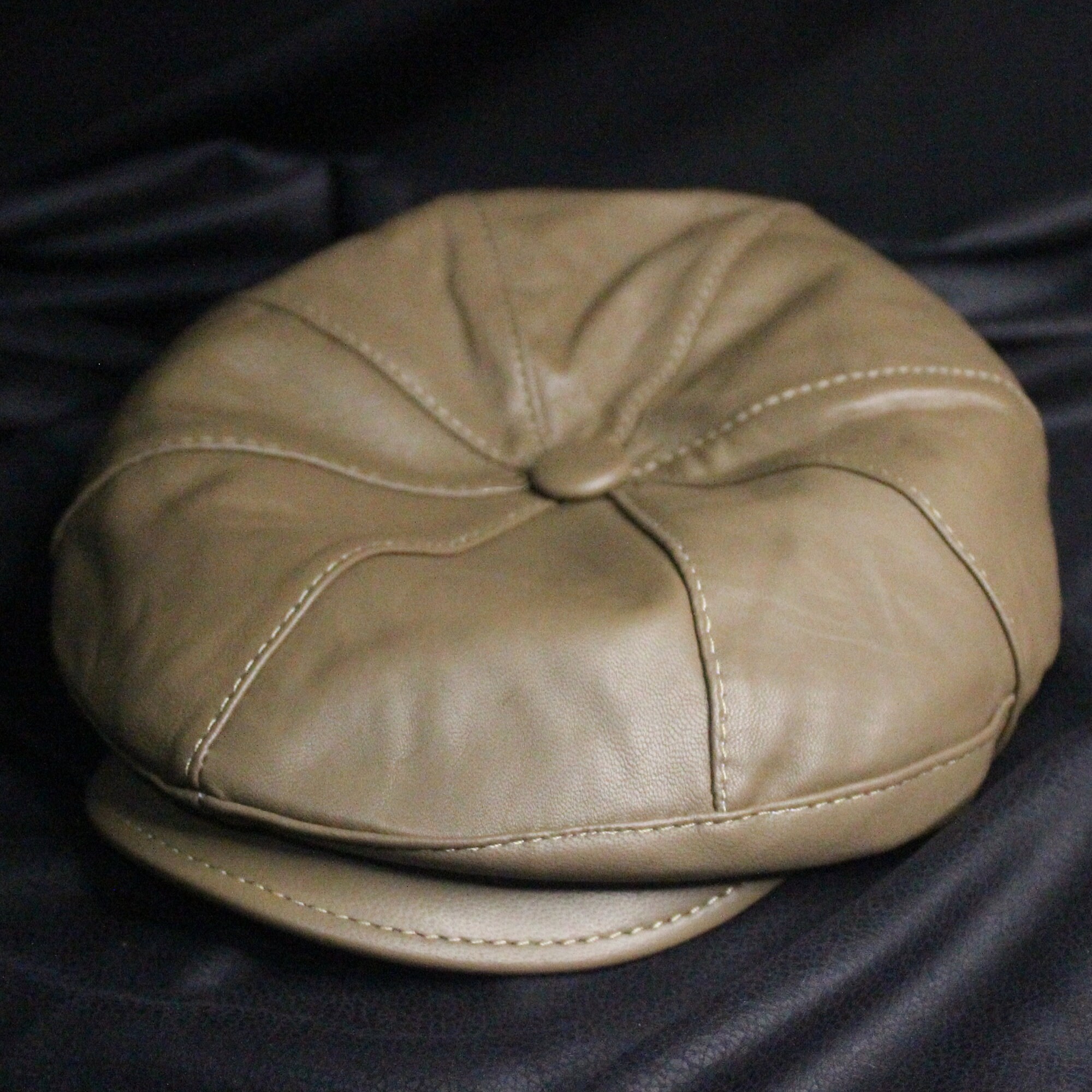 MILKY BROWN 8 Panels Leather Newsboy Cap Peaky Blinders Hat Baker Boy ...