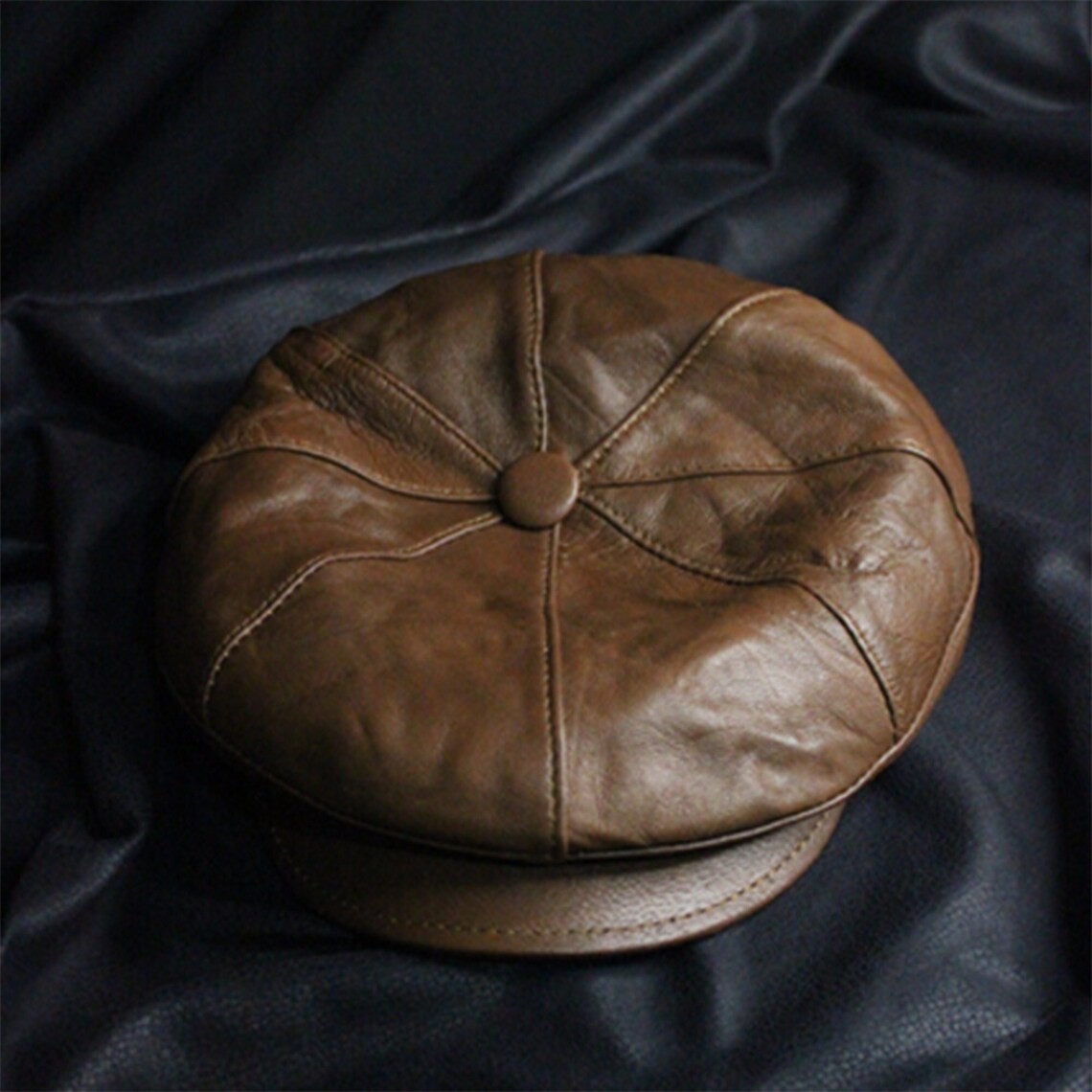 TAN Genuine Leather Cap Leather 8 Panel Riders Cap Leather - Etsy