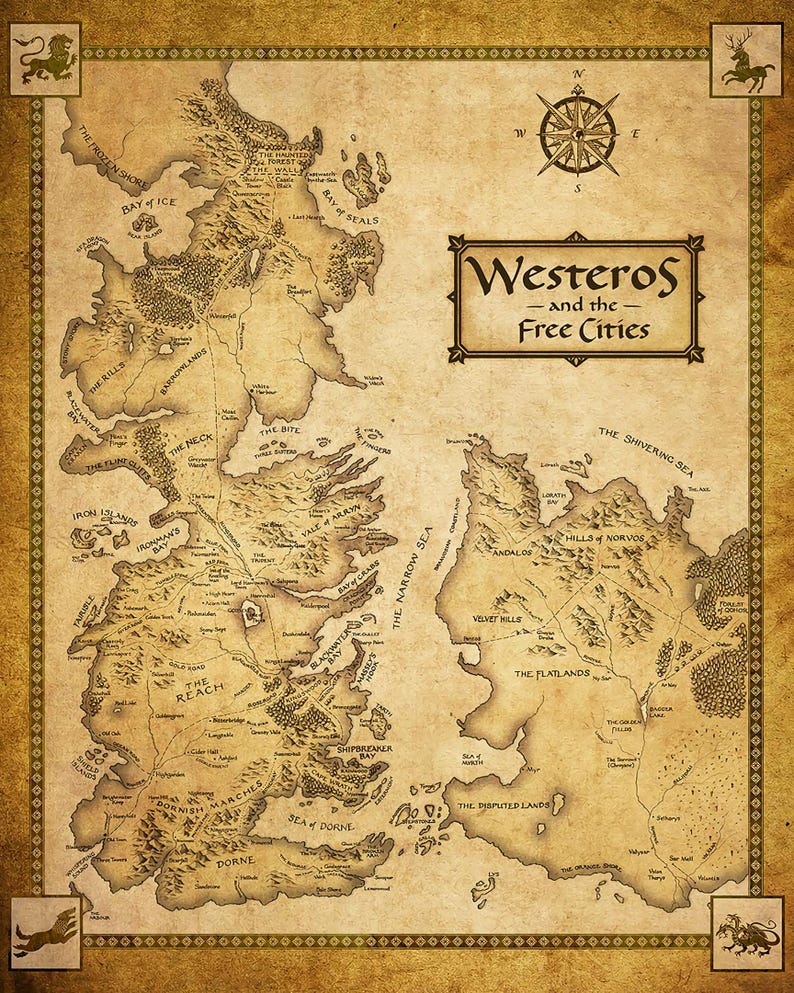 Mapa de Westeros GOT Póster - Etsy México