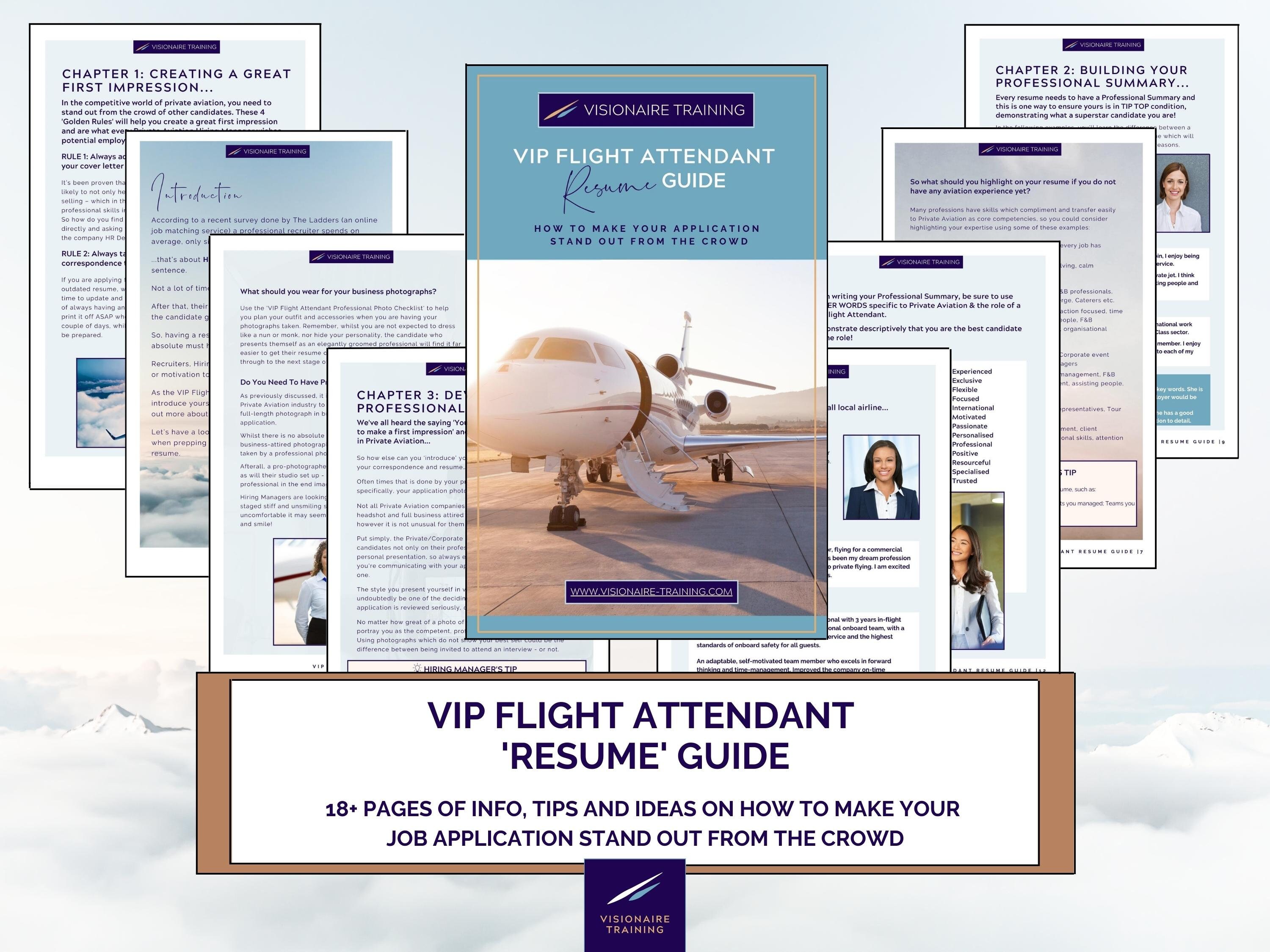 VIP Flight Attendant & Cabin Crew 'get the Job' Bundle Resume Guide ...