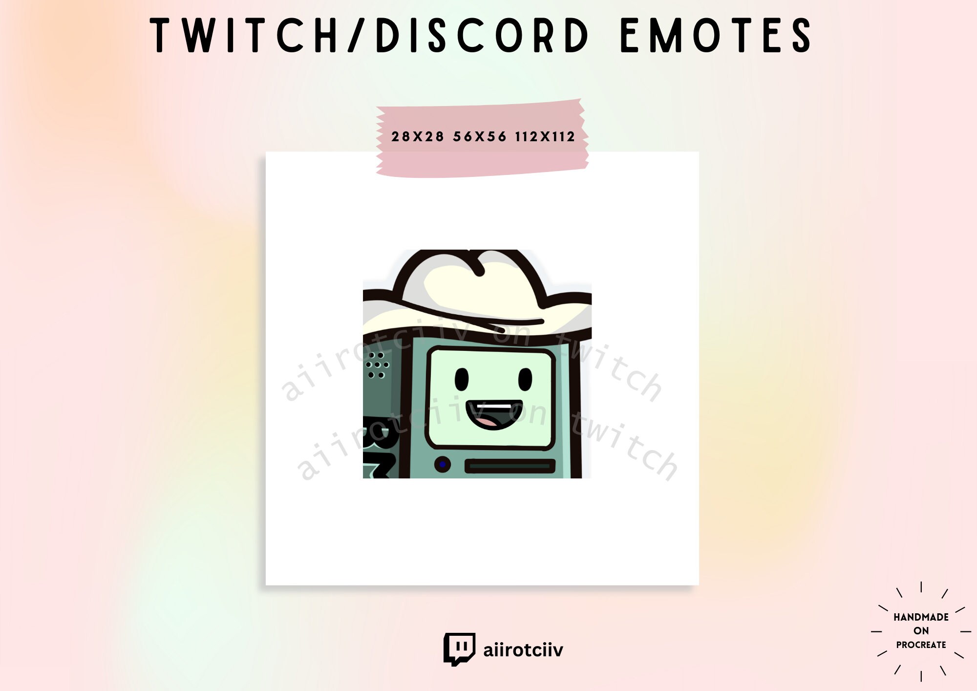 Cowboy, BMO, Twitch, Emote, Discord, Cute, Handmade - Etsy