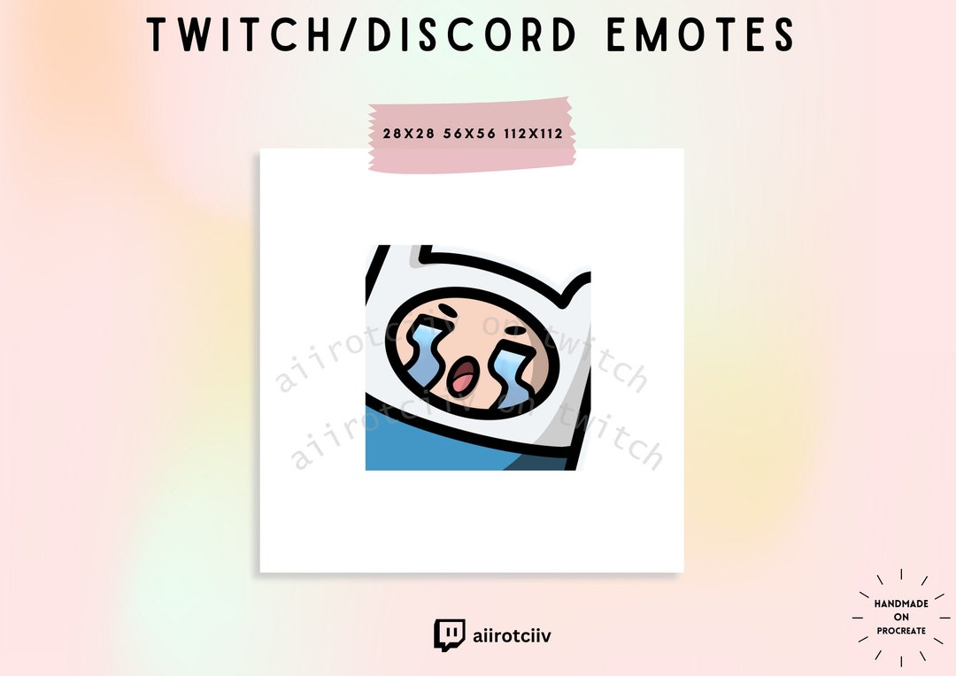 Finn, Crying, Emote, Twitch, Discord, Sad - Etsy