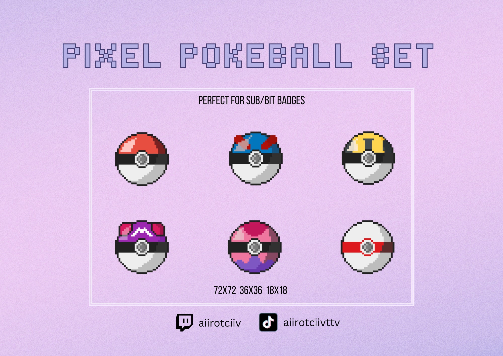 Pixel Pokeball Sub And Bit Badges Pixel Pokeball Pixel Sub And Bit Badges Twitch Badges Etsy