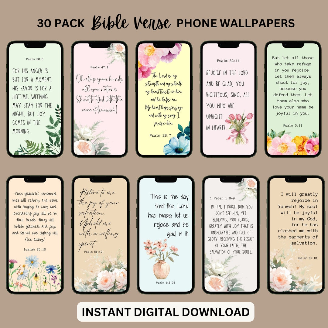 Bible Verse Phone Wallpaper Background 30 Pack, Christian Lockscreen ...