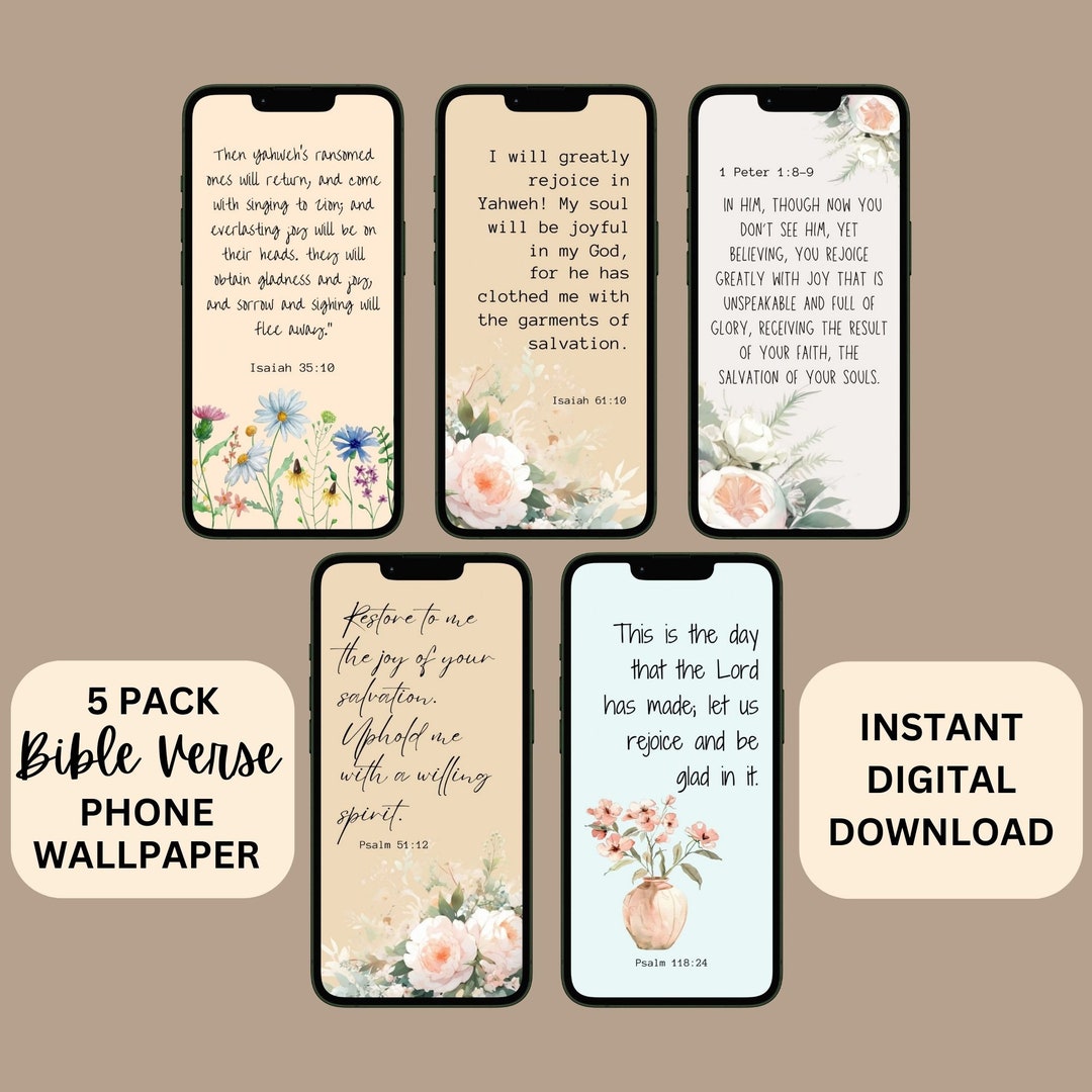 Bible Verse Phone Wallpaper Background 5 Pack, Christian Lockscreen ...