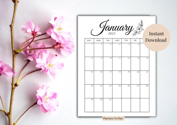 2023 Floral Design Calendar Printable Monthly Planner - Etsy