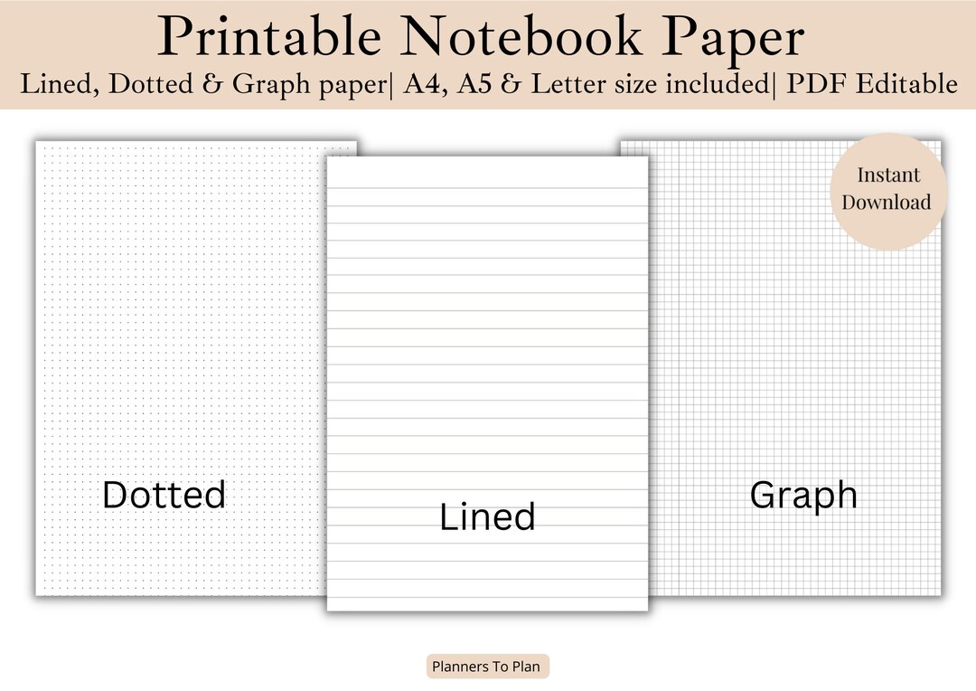 Printable Notebook Paper | Lined, Graph & Dot Paper for Note Taking ...