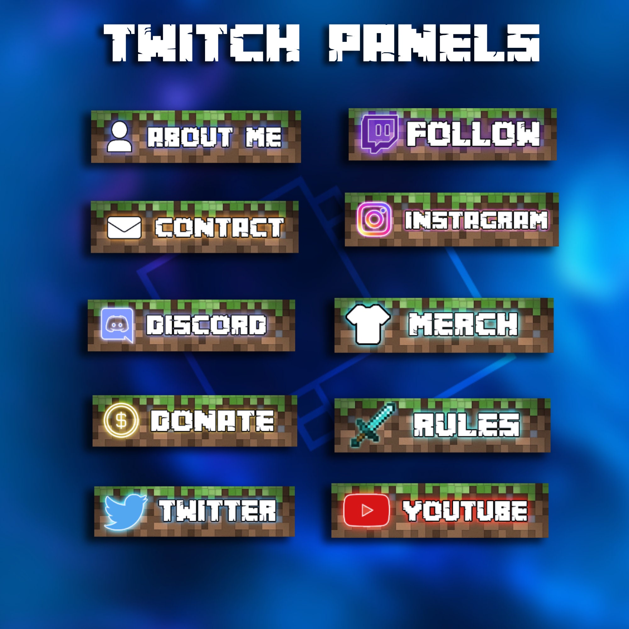 Twitch Minecraft Overlay Png Panels - Etsy UK