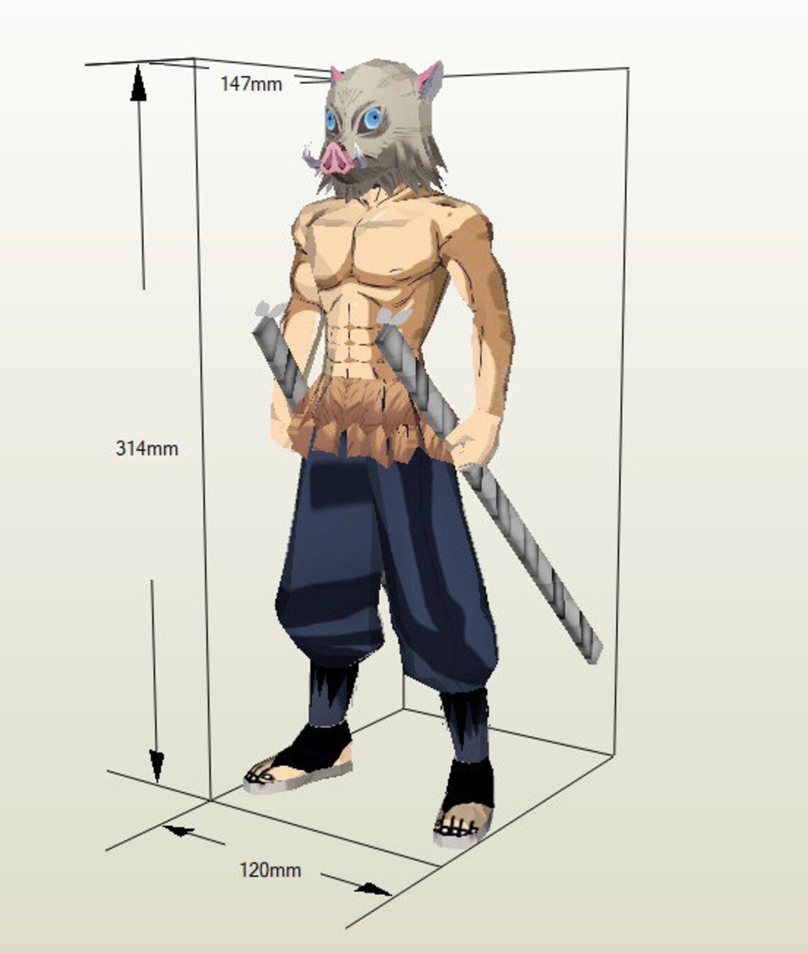 Buy Figure Inosuke Papercraft 3d Cosplay Figure Inosuke File .pdo ...