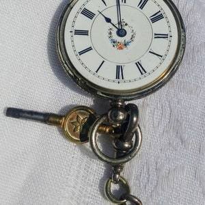 Antique Thomas Sly Silver Pocket Watch With Chain & Key: Swiss Made - Etsy
