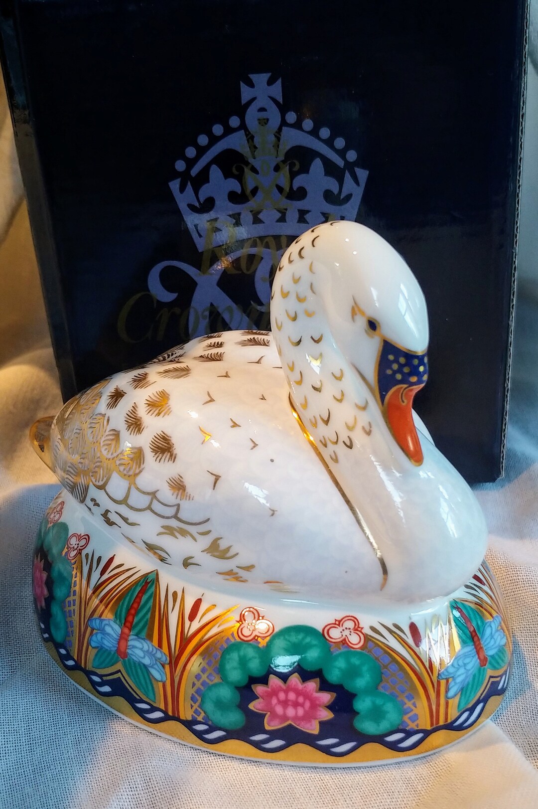 Boxed Royal Crown Derby Swan Paperweight With Gold Stopper 1st Edition ...