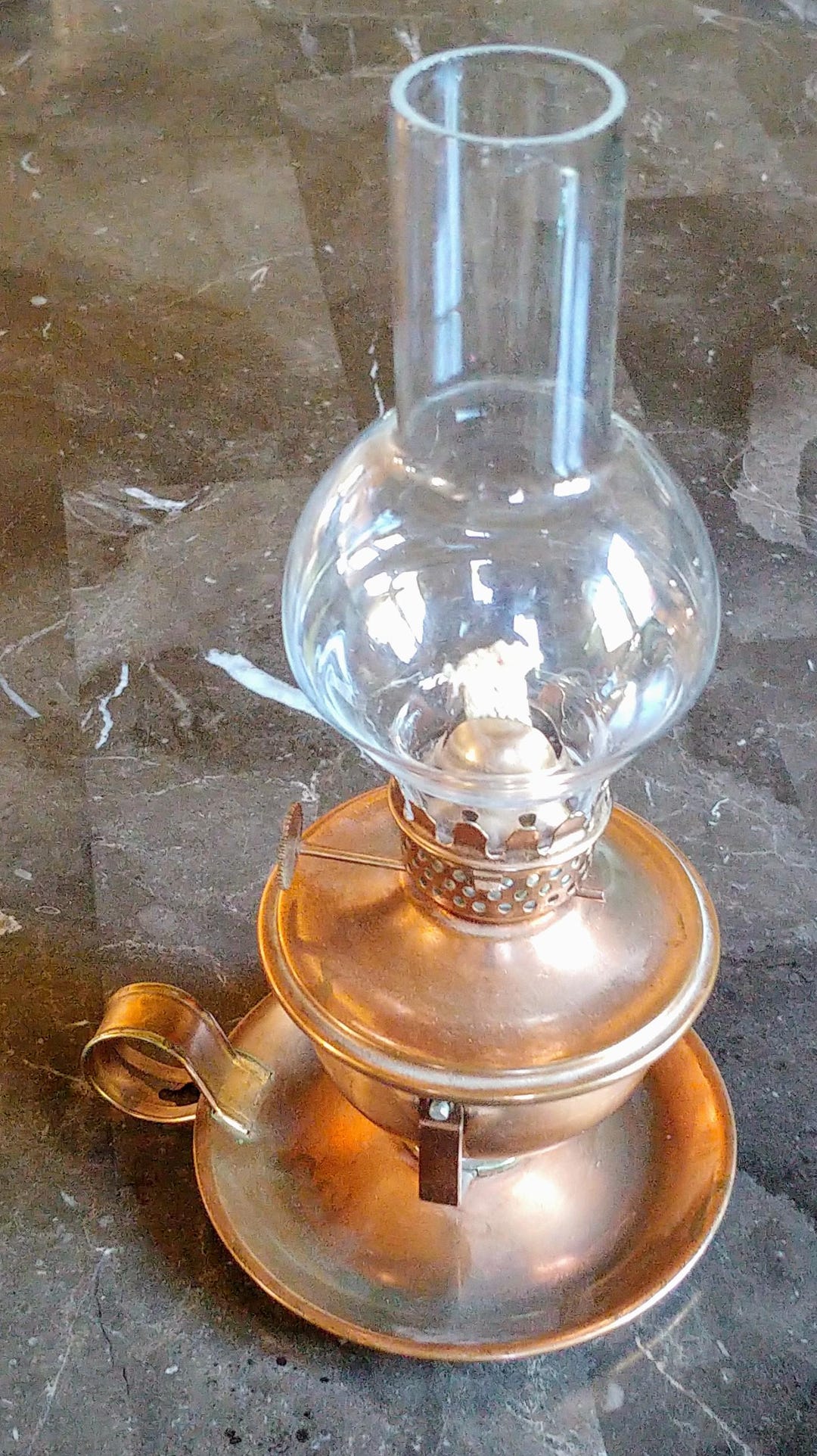 Vintage Swivel Copper Plated Stellar Oil Lamp With Glass Top Made in ...