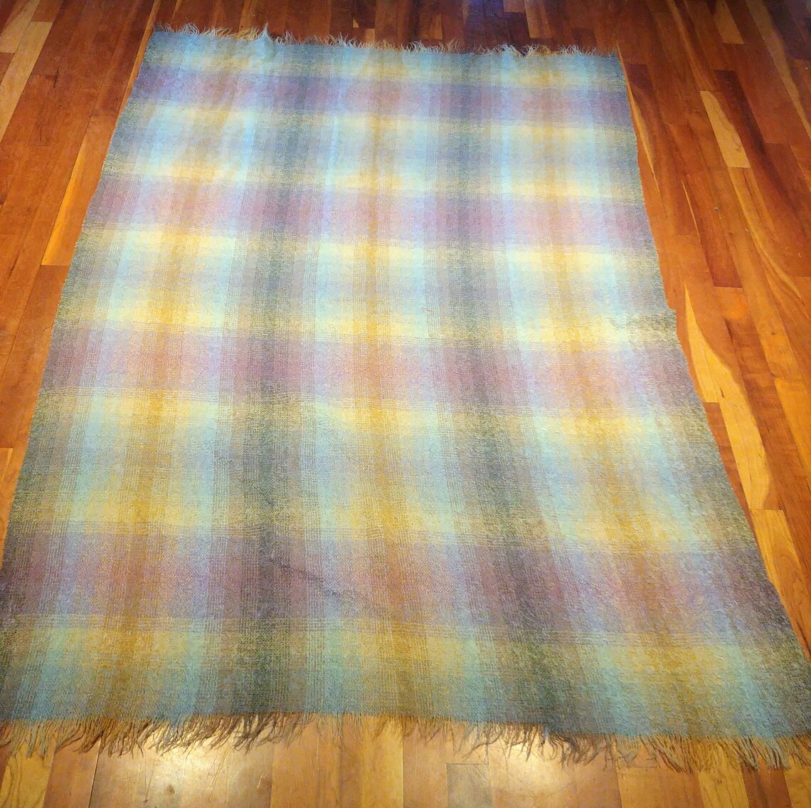Vintage Mohair Andrew Stewart Blanket Made in Scotland, Pastel Tv Throw ...