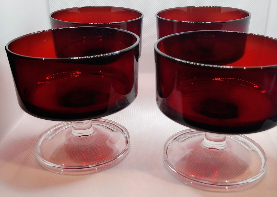 Luminarc Arcoroc Ruby Red Serving Bowls, Red Glass Cups, Made in France ...