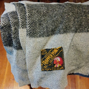 Vintage Trapper Point Wool Blanket: Eaton's of Canada, Made in England ...