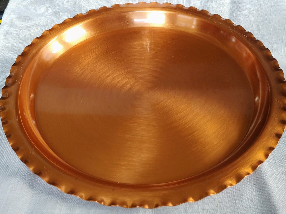 Vintage Hand Wrought Copper Plate: Scalloped Edge Fantasy Copperware - Etsy