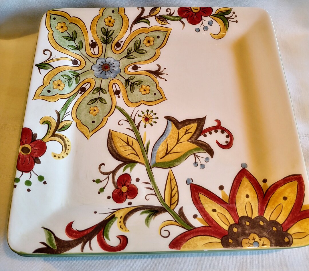 Vintage Pier 1 Dinner Plate in the Carynthum Pattern, Square Plates ...
