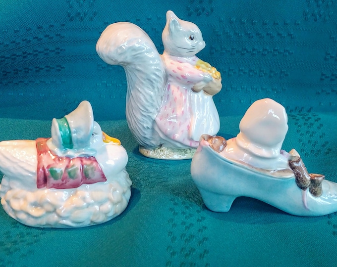 Set of 3 Beatrix Potter Figurines Jemima Puddle-duck Made a Feather ...