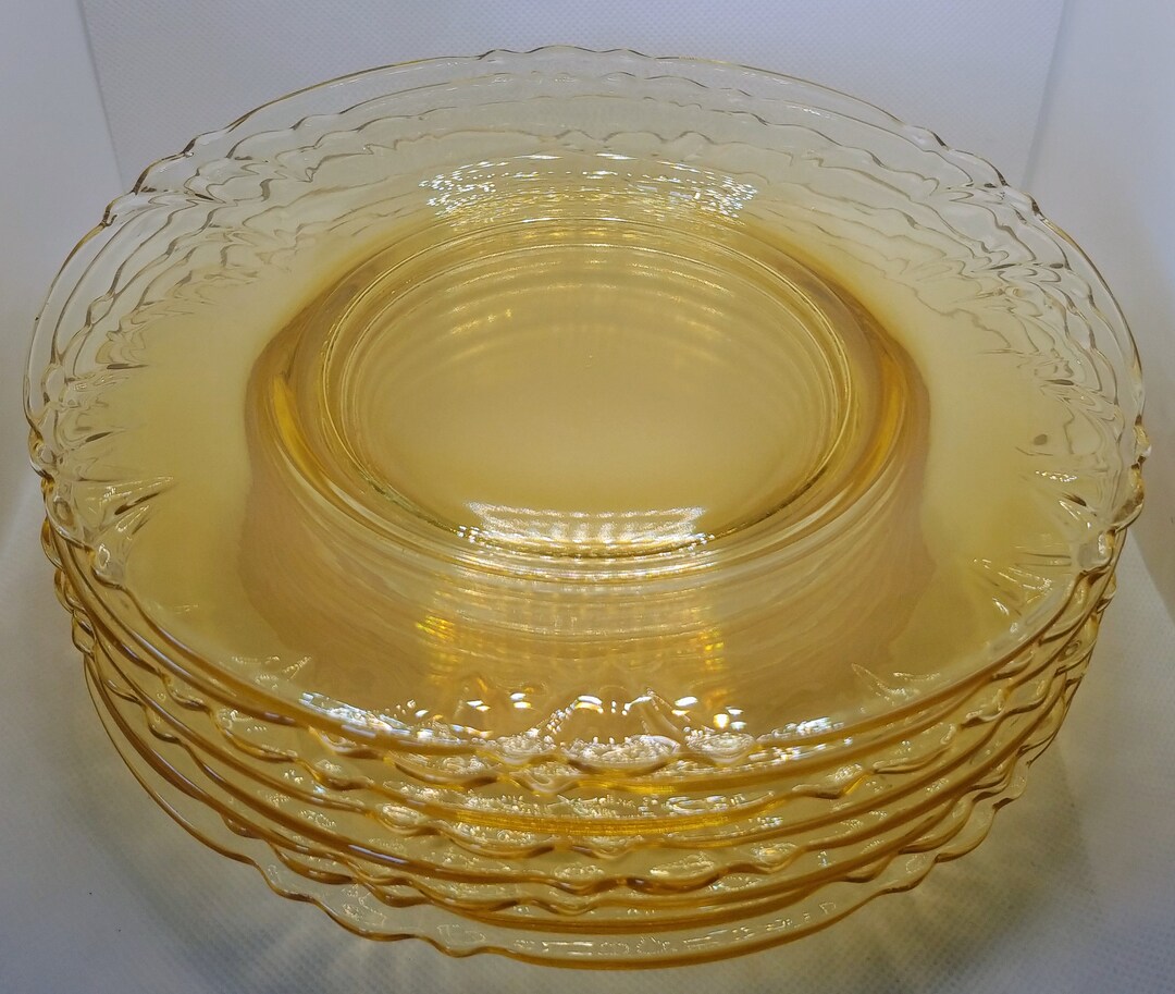 Vintage Heisey Sahara Yellow Glass Plate: Empress Pattern Dessert Plate ...