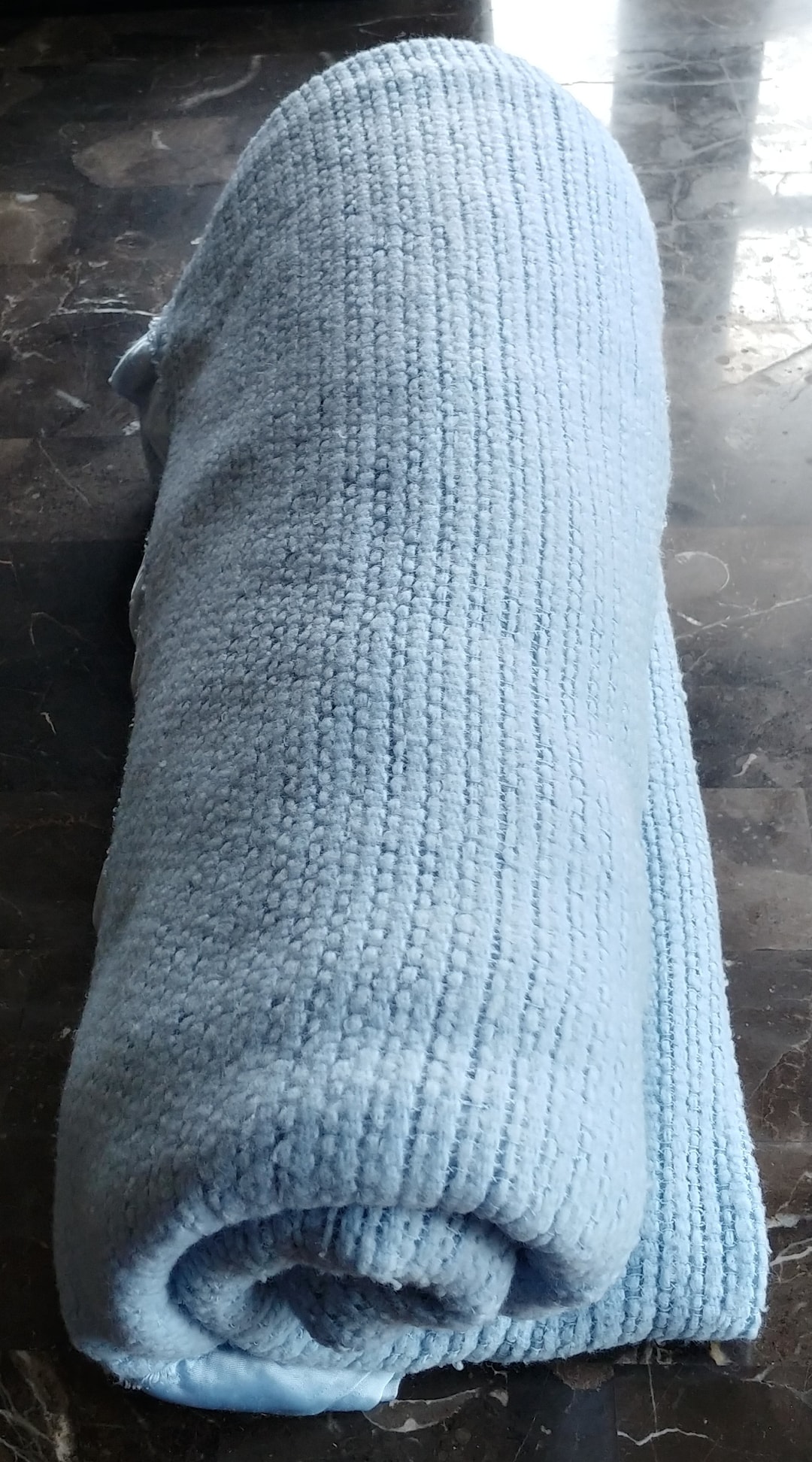 Vintage Blue Acrylic Waffle Blanket With Trim, Warm Tv Throw, Blue ...